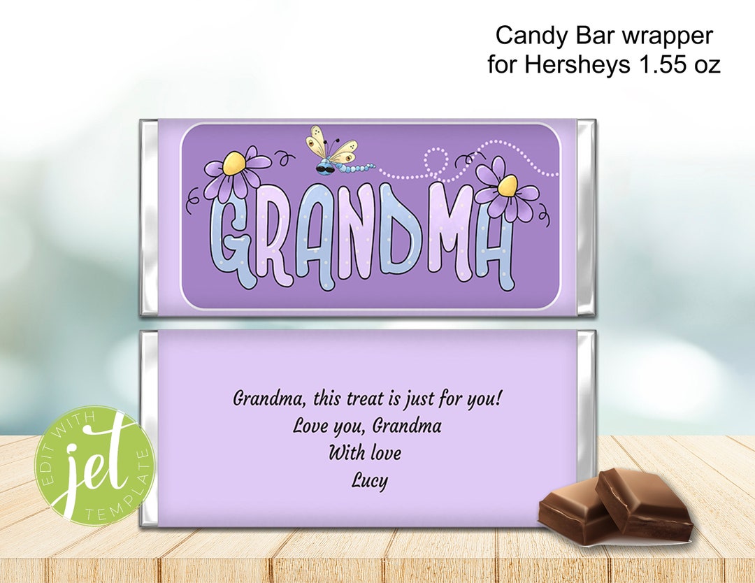 Editable Grandma Candy Wrapper Happy MOTHER'S DAY Candy - Etsy
