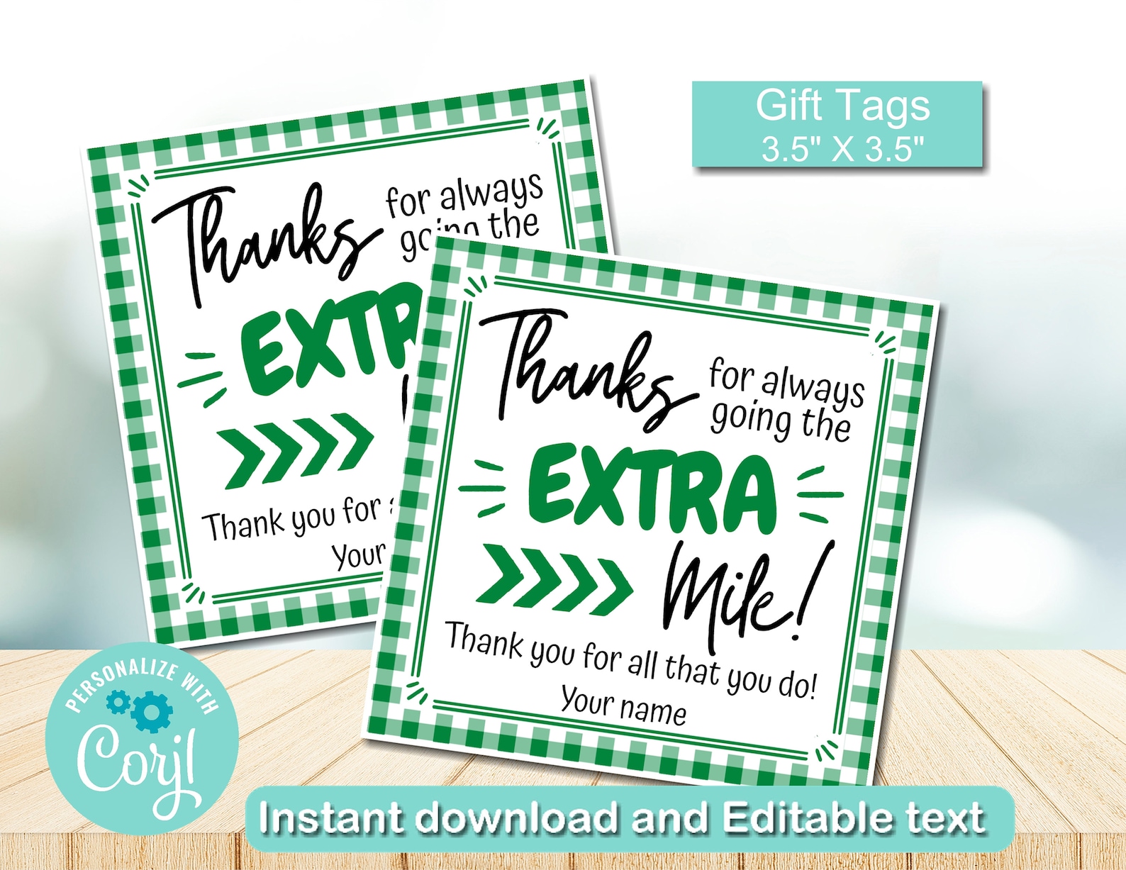 Editable Thank You for Going the Extra Mile Tag Appreciation | Etsy