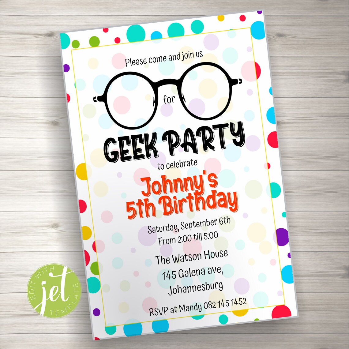 Editable Geek Invitation Printable Geek Birthday Invitation - Etsy