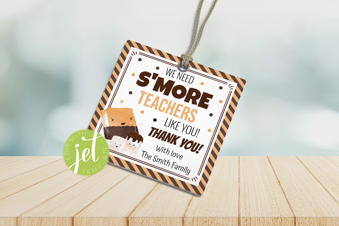 Editable Smore Teachers Smores Thank You Tags Appreciation - Etsy