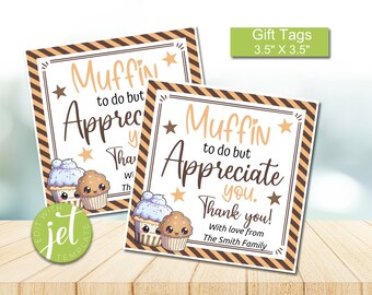 Printable/editable Muffin Gift Tag, Sweet Bakery Valentines Day ...
