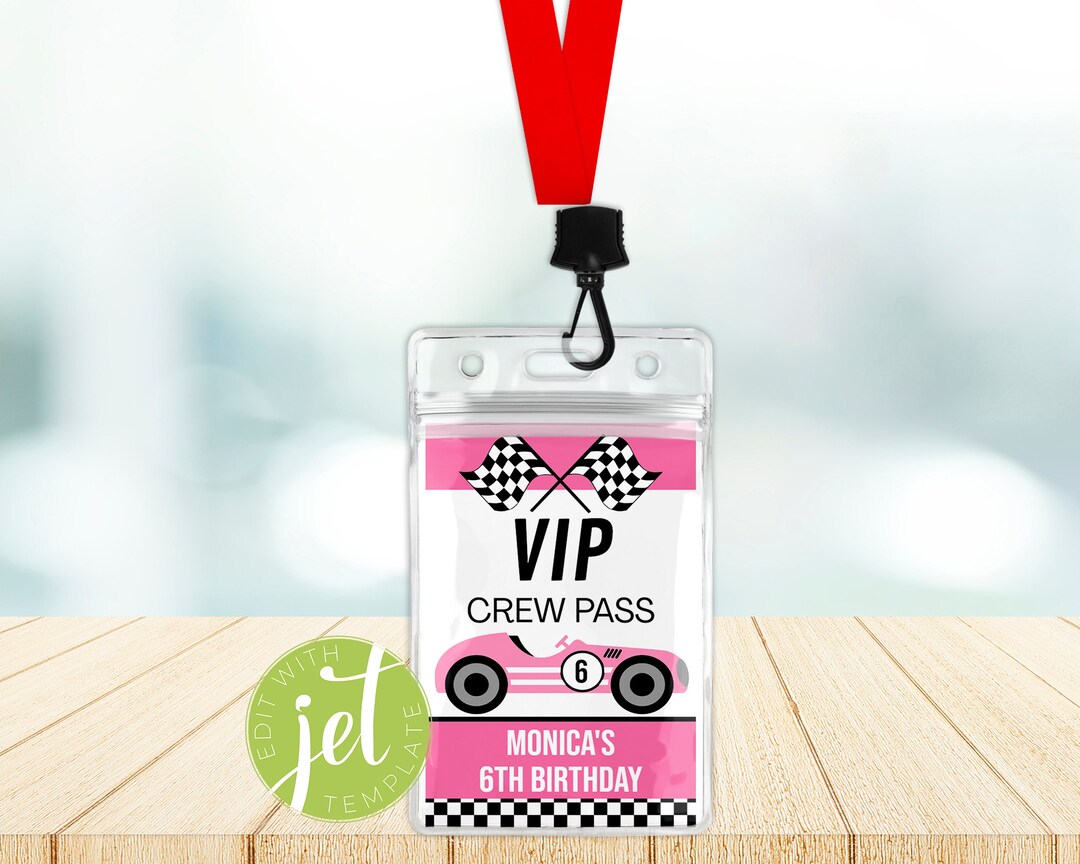 Editable Pit Crew Pass,racing Pit Crew Party, Printable Pit Crew Badge ...