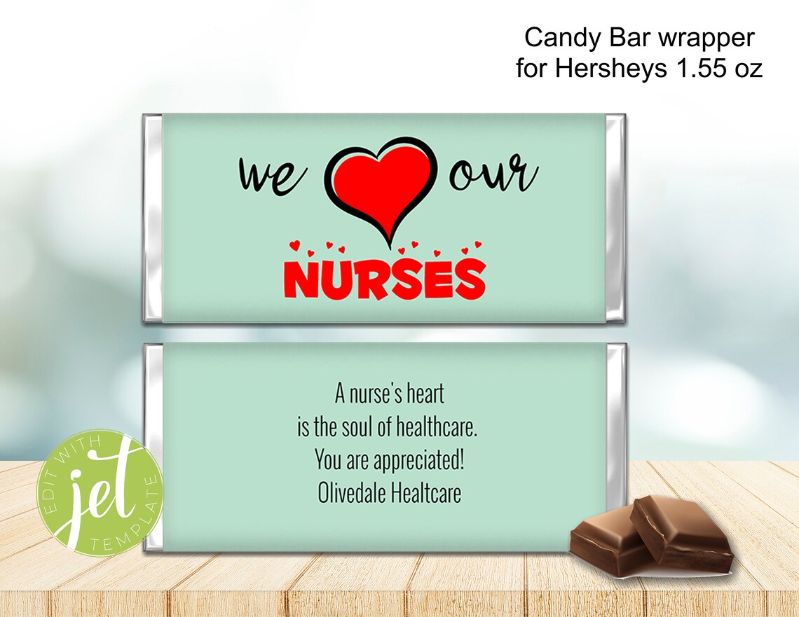 Editable Nurses Appreciation Candy Bar Wrappers Love Our - Etsy