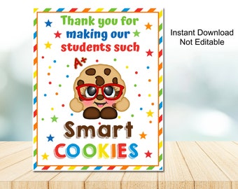 Smart Cookie Teacher Appreciation Sign, Printable School Staff 8x10 ...