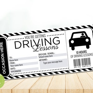 Editable Driving Lessons Surprise Gift Voucher, Gift Reveal, Driving ...