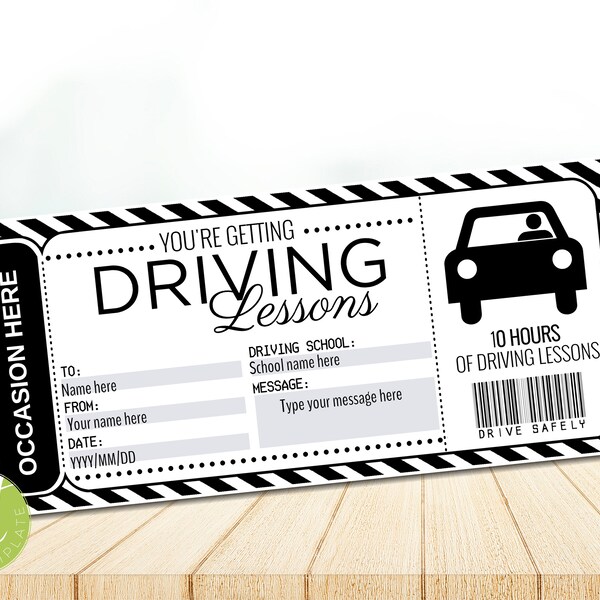 Printable Driving Lesson Voucher - Etsy UK