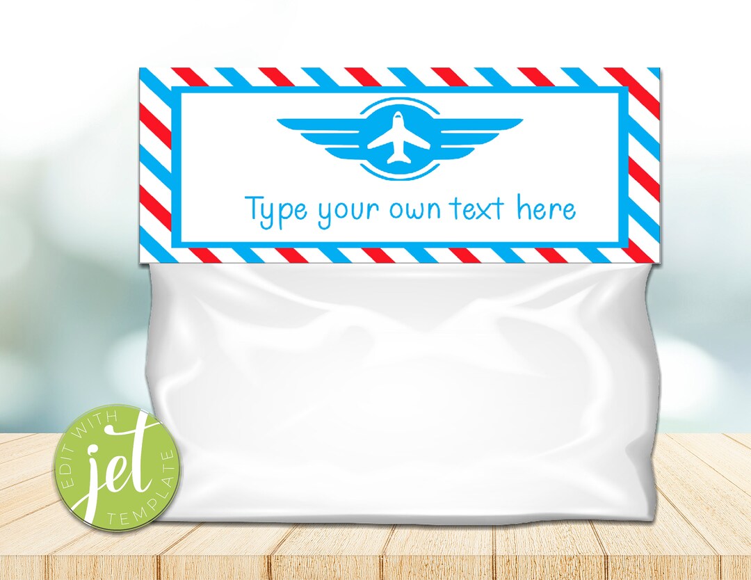 Editable Airplane Party Favors Bag Toppers Printable Template, Plane ...