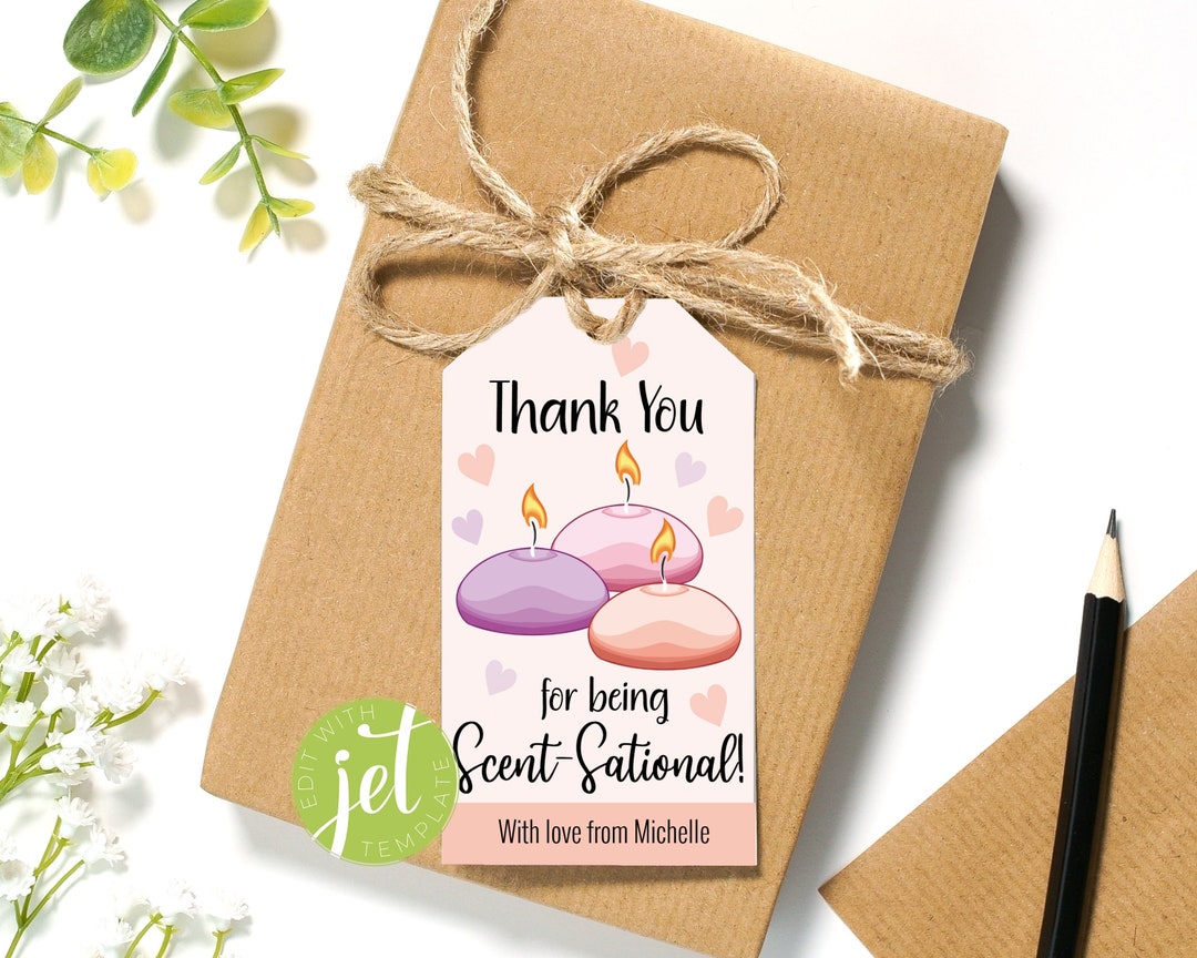 Editable Thank You for Being Scent-sational Tag, Candle Gift Tag ...