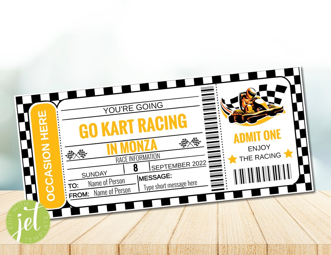 Editable Go Kart Racing Ticket Gift Go Kart Ticket Go Kart - Etsy