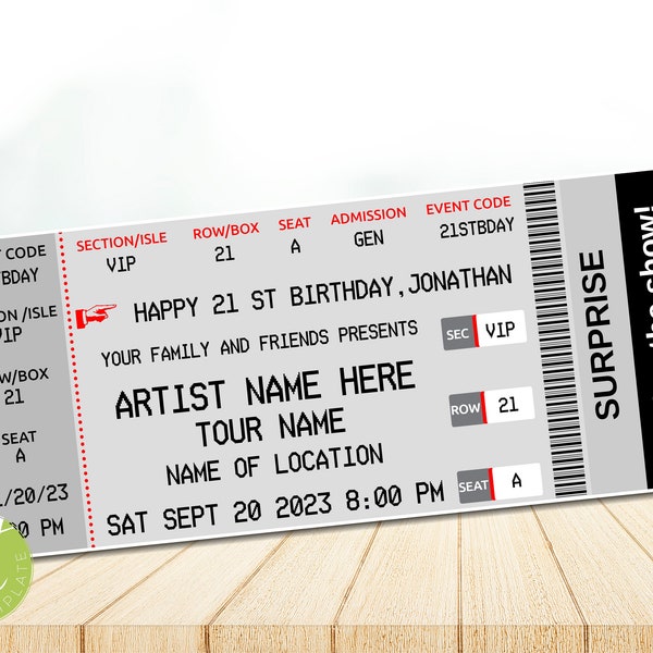 Concert Ticket Template - Etsy