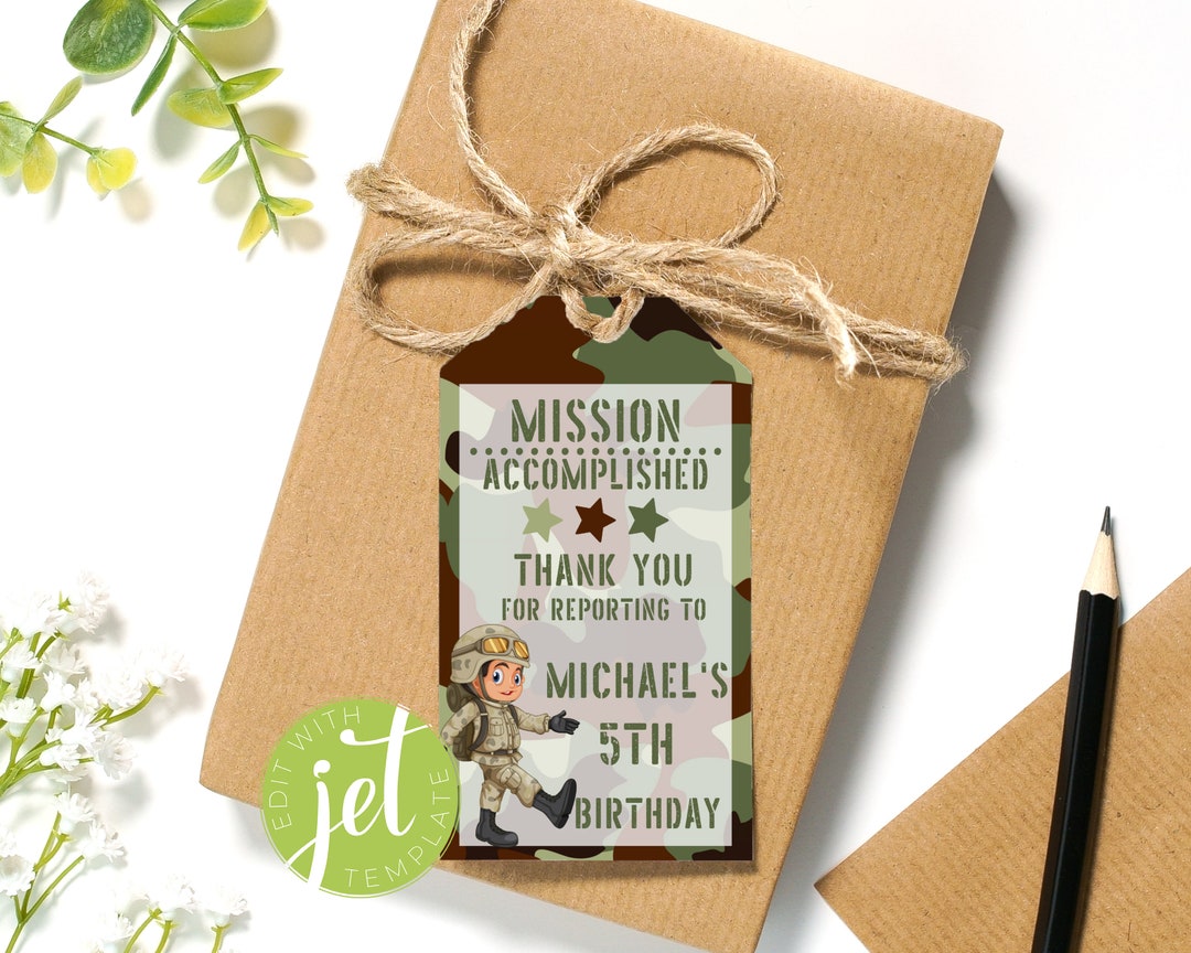 Editable Army Favor Tag Printable Green and Brown Camo - Etsy Australia