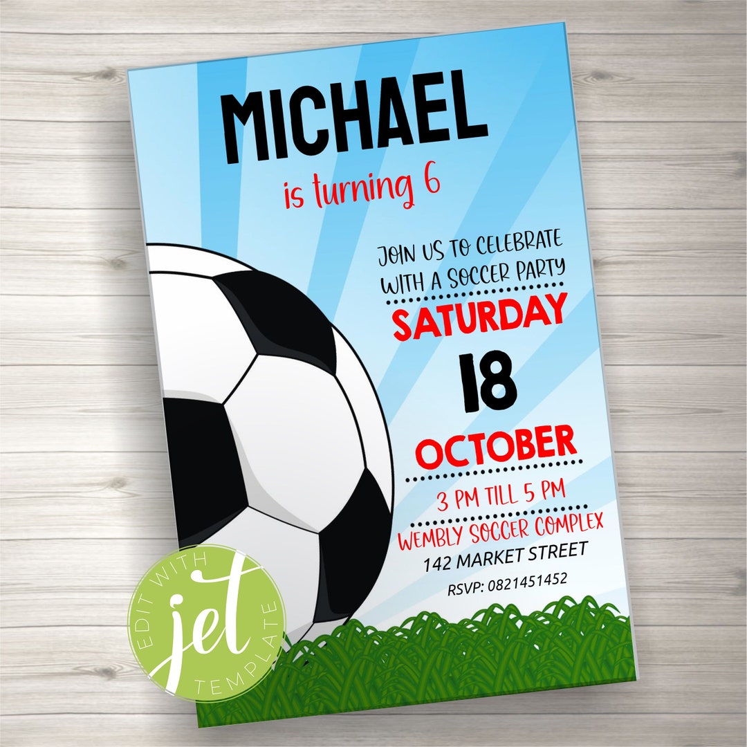 Editable Soccer Invite Template , Printable Birthday Party Invitation ...
