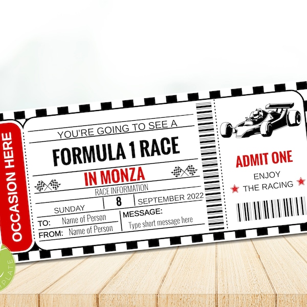 Ticket voucher formula one - Etsy México