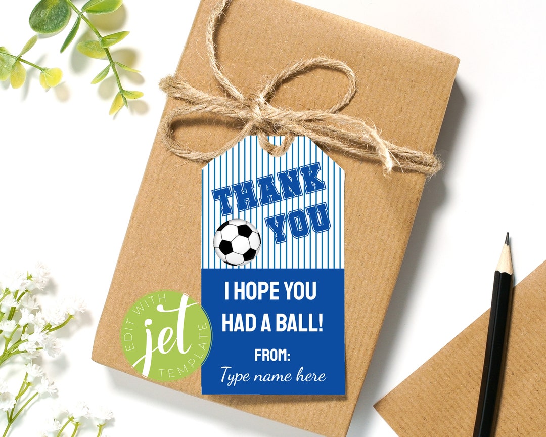 Editable Soccer Thank You, Gift Tags, Sport Tag, Soccer Thank You Tag ...