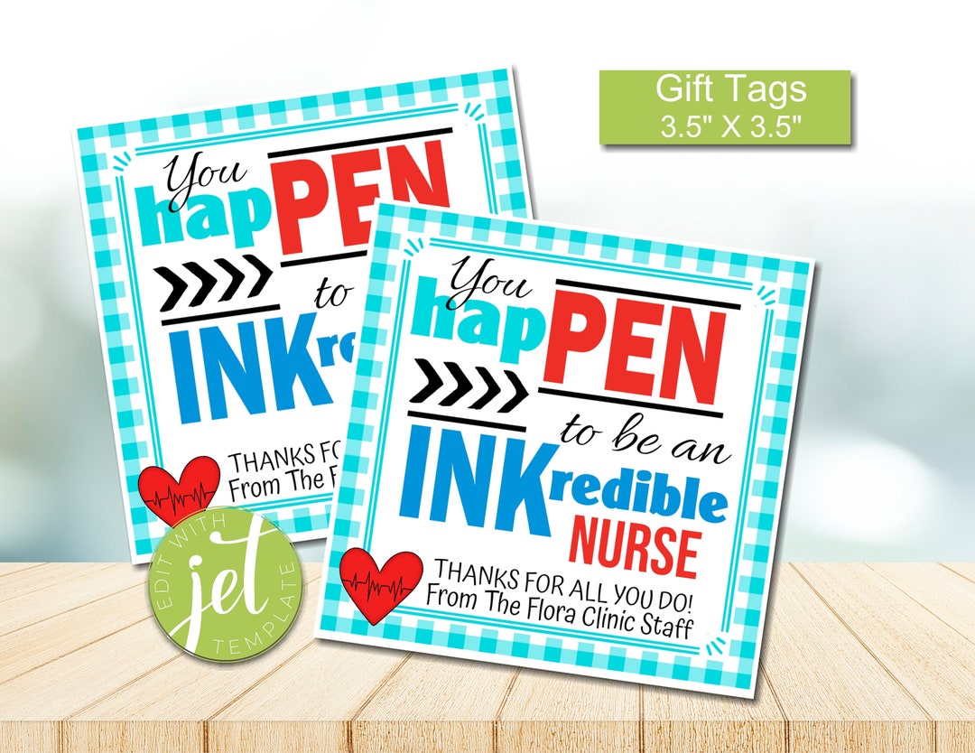 Editable Pen Nurse Gift Tag, Nurse Gift Tag, Pen Nurse Printable ...