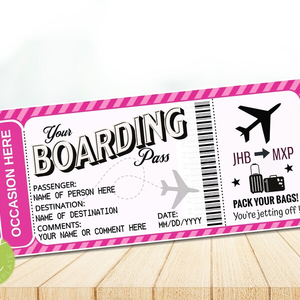 Fake Airplane Ticket Print - Etsy