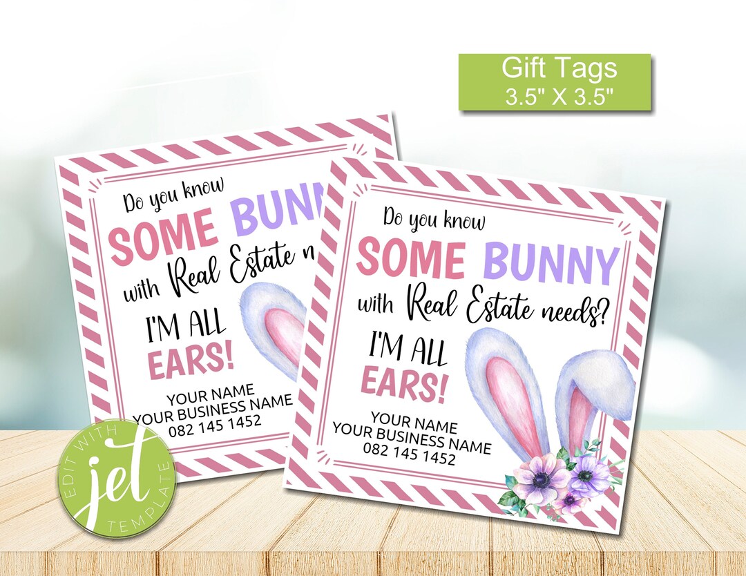Editable Spring Easter Bunny Realtor Tags, Easter Pop by Tags, I'm All ...