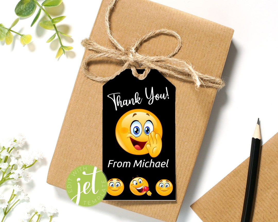 Editable Emoji Thank You Tags Template Printable Emoji Theme - Etsy UK