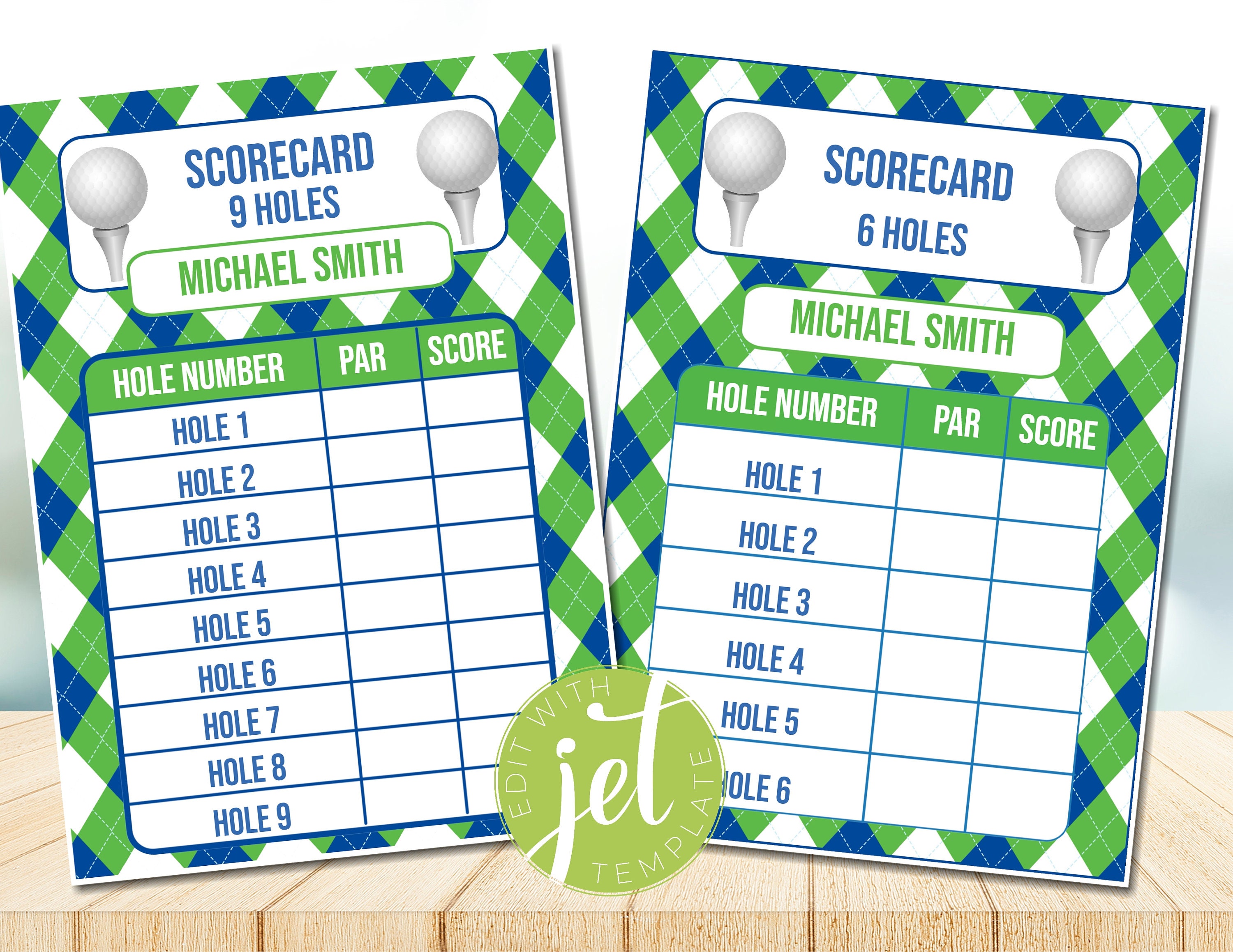 9 Hole Golf Scorecard