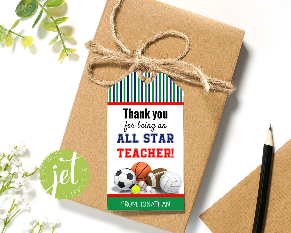 Editable Teacher Thank You Gift Tags All Star Teacher Tag - Etsy