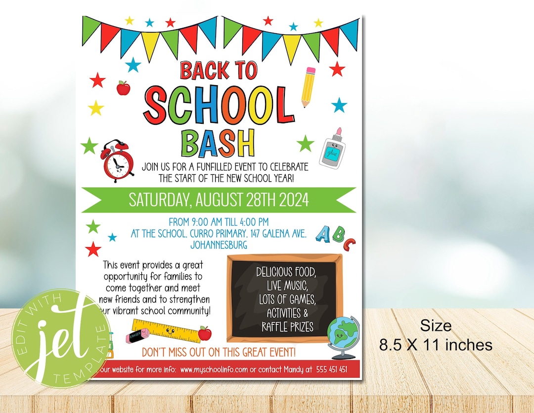 EDITABLE Back to School Bash Flyer, Template, First Day of School ...