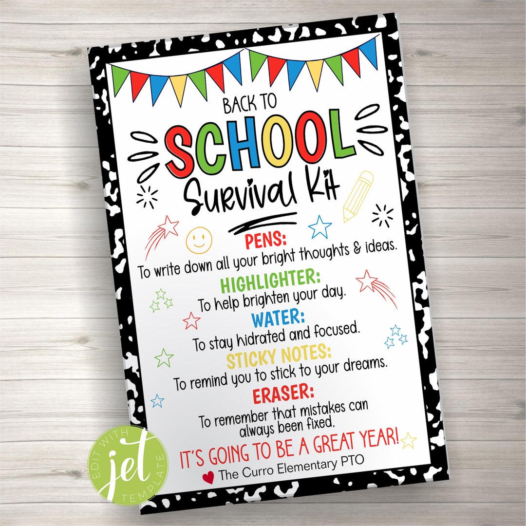 Editable Teacher School Survival Kit, Back to School Classroom Gift ...