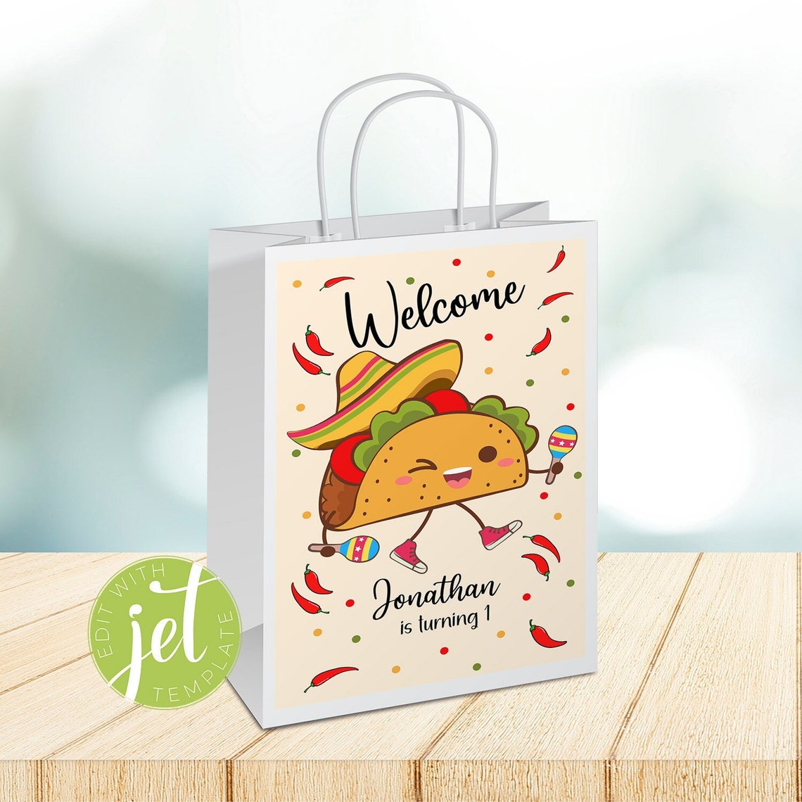 Editable Taco Gift Bag Label, Cinco Mayo Gift Bag, Party Favor, Mexican ...