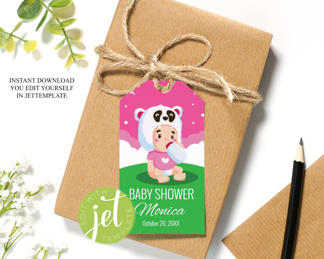 Editable Baby Panda Gift Tag Template Baby Shower Gift Tag - Etsy