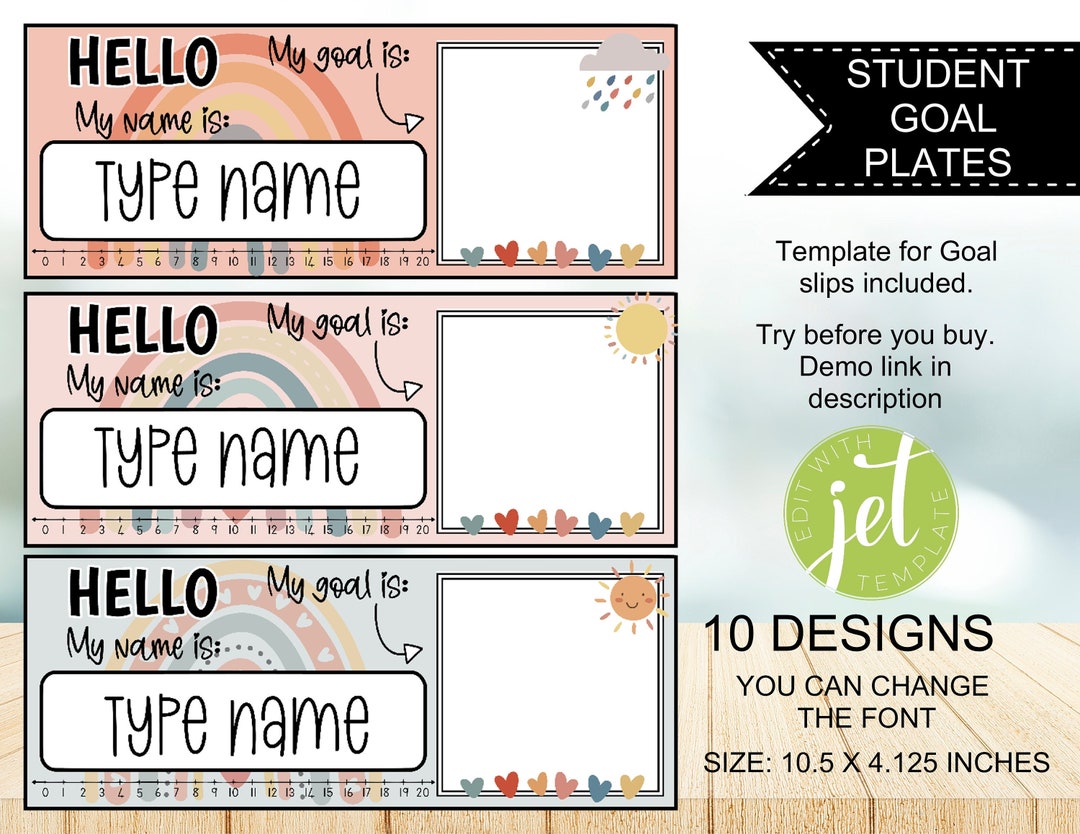 Editable BOHO Rainbow Goals Desk Mat, Boho Rainbow Classroom Decor ...