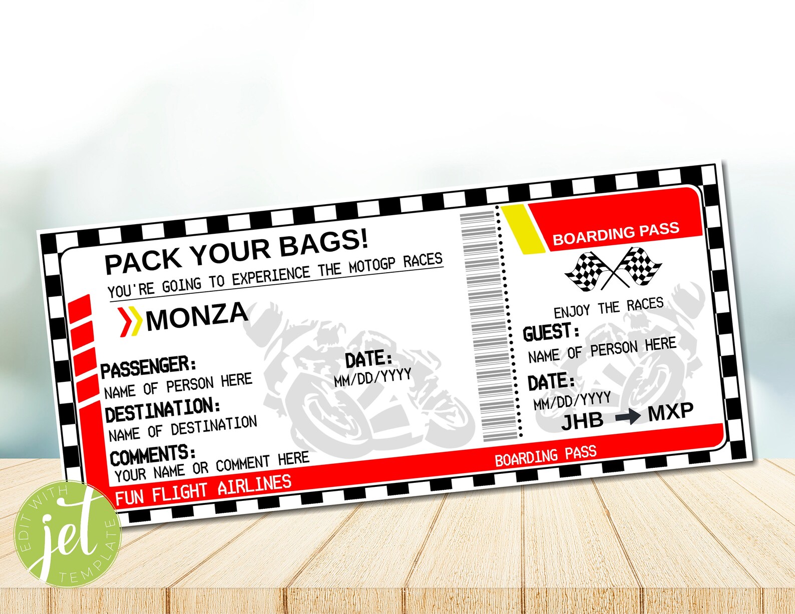 Editable Motorcycle Racing Gift Voucher Motogp Gift Voucher - Etsy