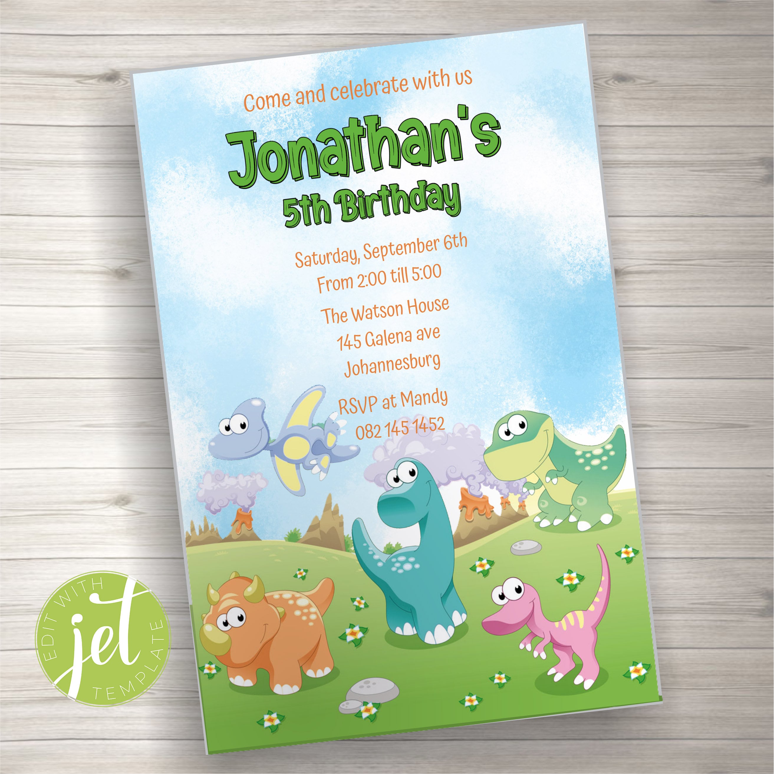 Editable Dinosaurs Party Invitation Printable Dino | Etsy