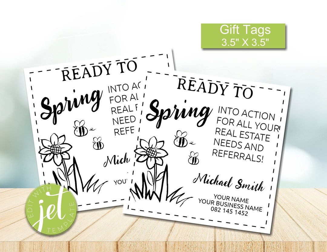 Editable Spring Realtor Gift Tags, Spring Real Estate Pop by Gift Tags ...