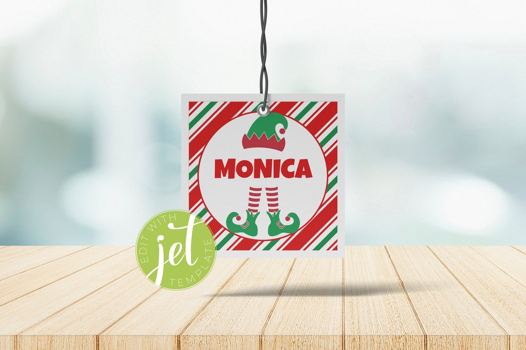 Editable Elf Name Tag, Cookies Gift Tag, Elf Tags, Name Tags, Instant ...
