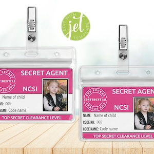 Editable Secret Agent Badge,spy Birthday Party, Printable ID Badge ...