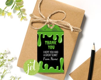 Editable Slime Thank You Tags Boy's Slime Favor Tags Slime Theme ...