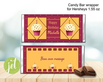 Editable Happy Birthday Candy Wrapper Hershey Wrapper | Etsy