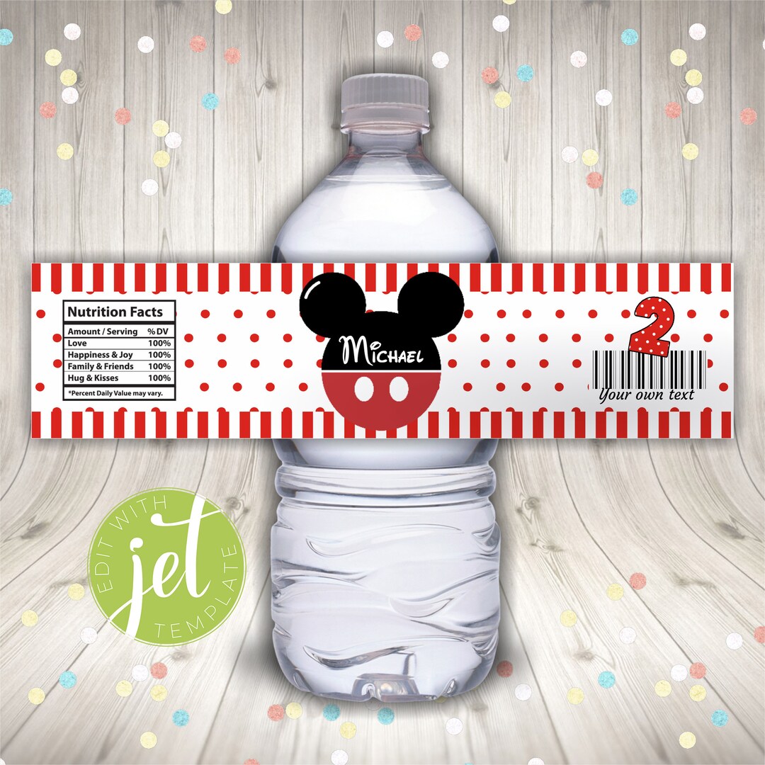 Editable Mouse Bottle Label, Water Bottle Labels, Mouse Printable ...