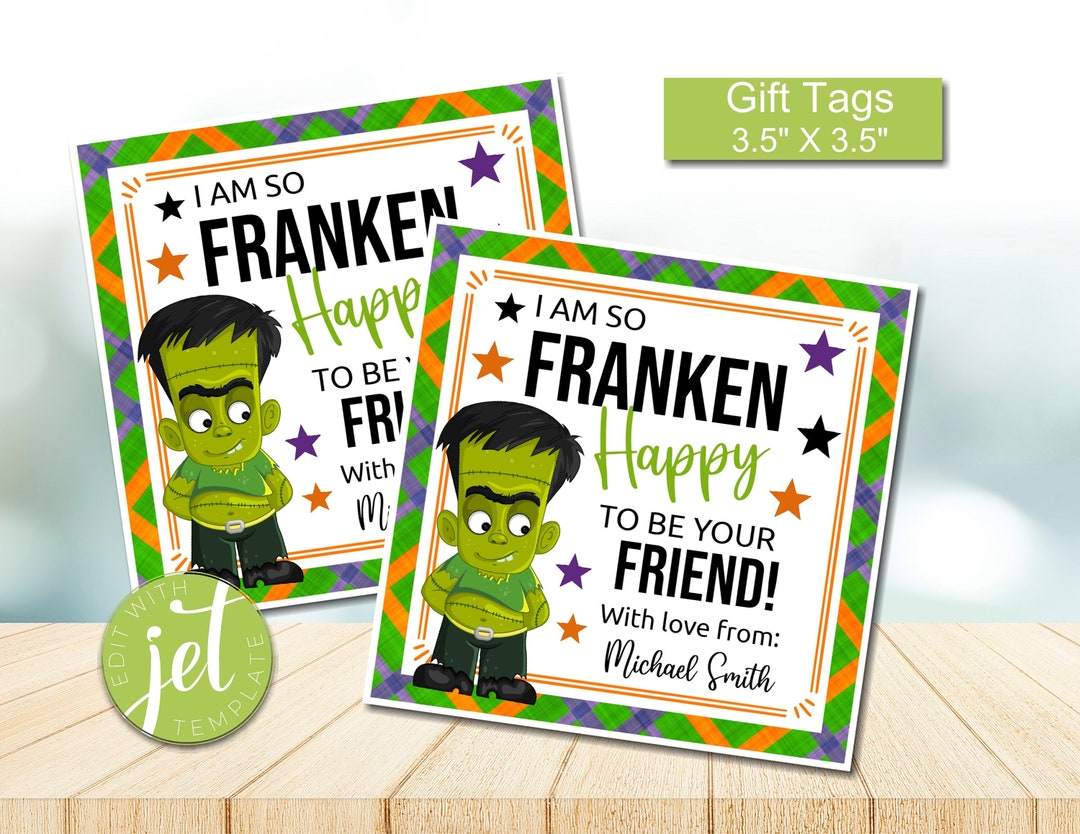 Editable Frankenstein Gift Tags, Printable, Halloween Gift Tag ...