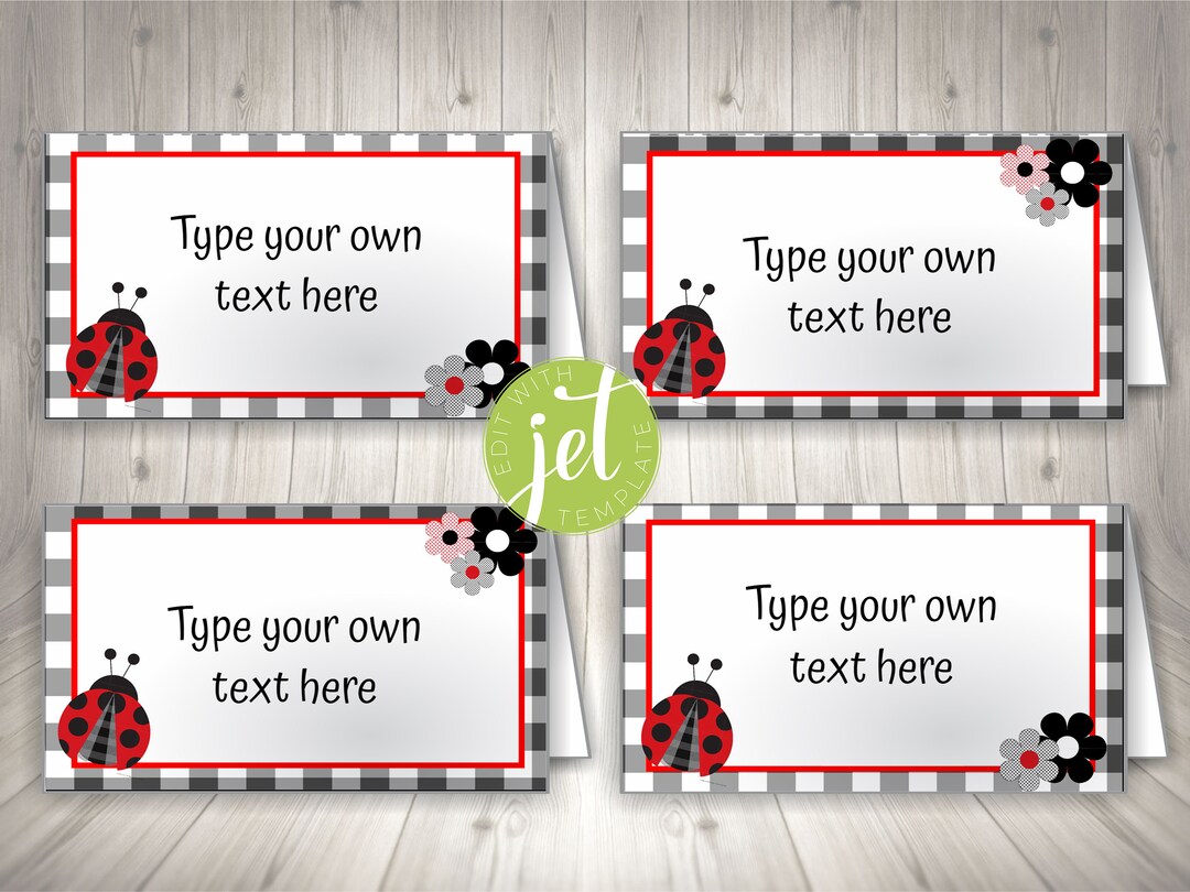 Editable Ladybug Flag Tent Card Printables Ladybug Party - Etsy