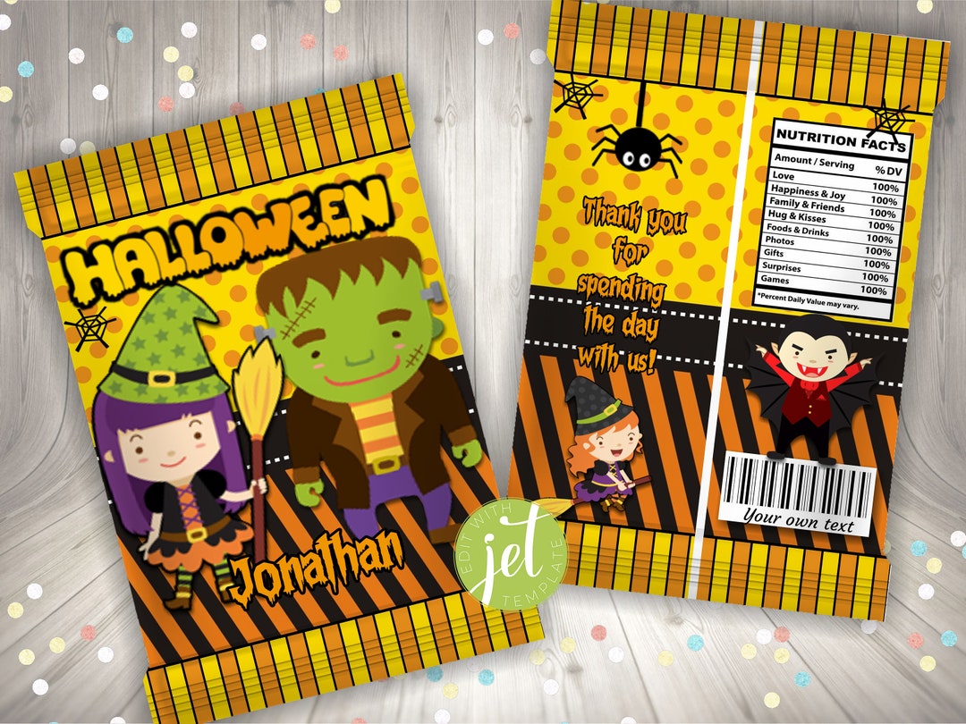 Editable Halloween Chip Bag Halloween Favor Bag Party Favor - Etsy