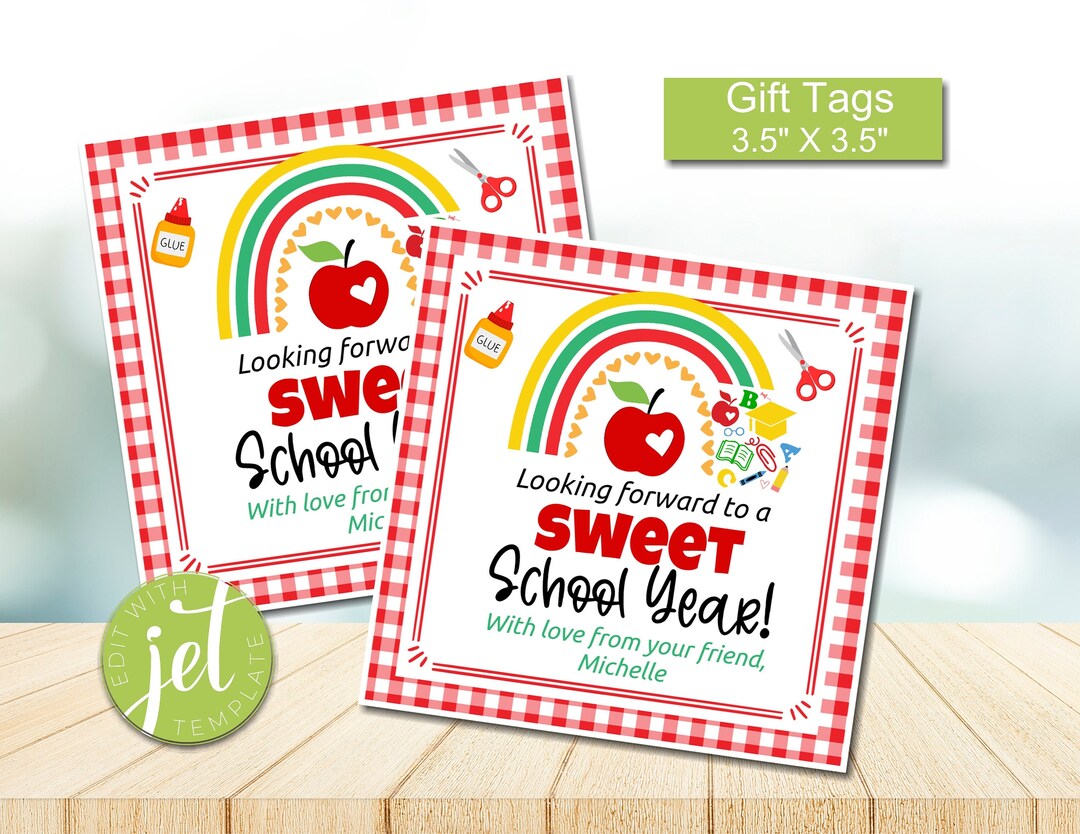 EDITABLE Back to School Gift, Rainbow Sweet School Year First Day of ...