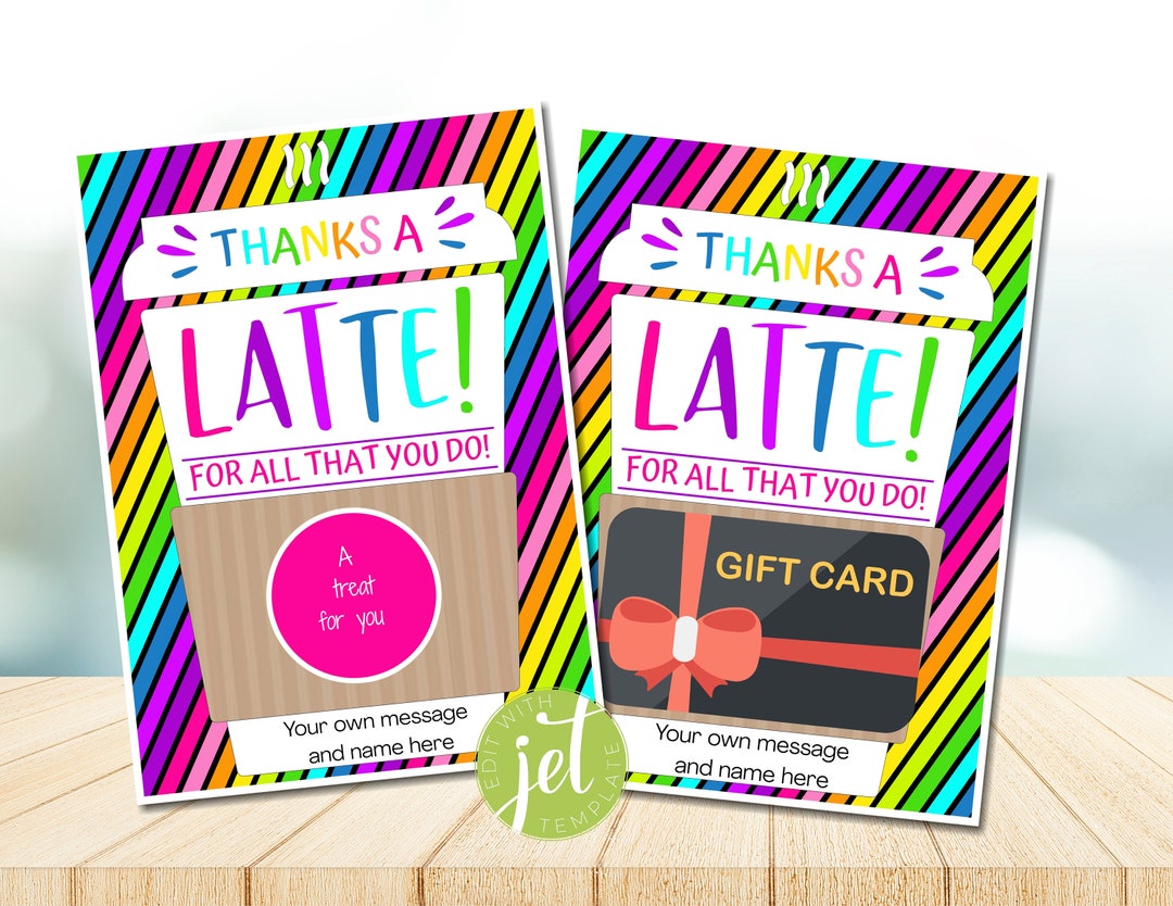 Editable Thanks a Latte Teacher Appreciation Gift, Employee ...
