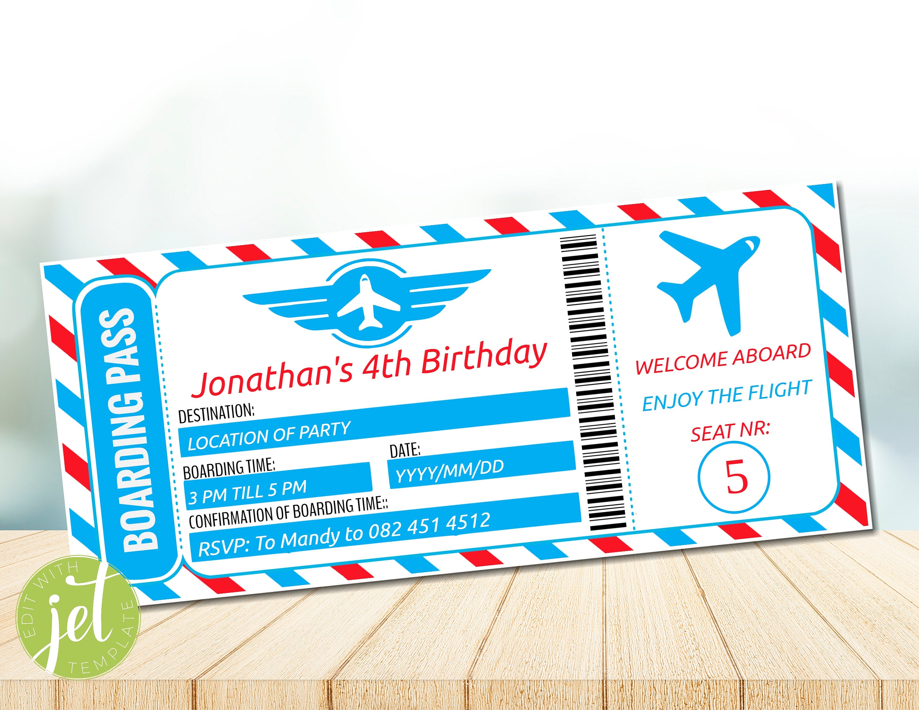 Airline Boarding Pass Invitation Templates