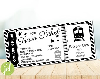 Printable Train Ticket Template Fake Boarding Pass Gift Surprise Train ...