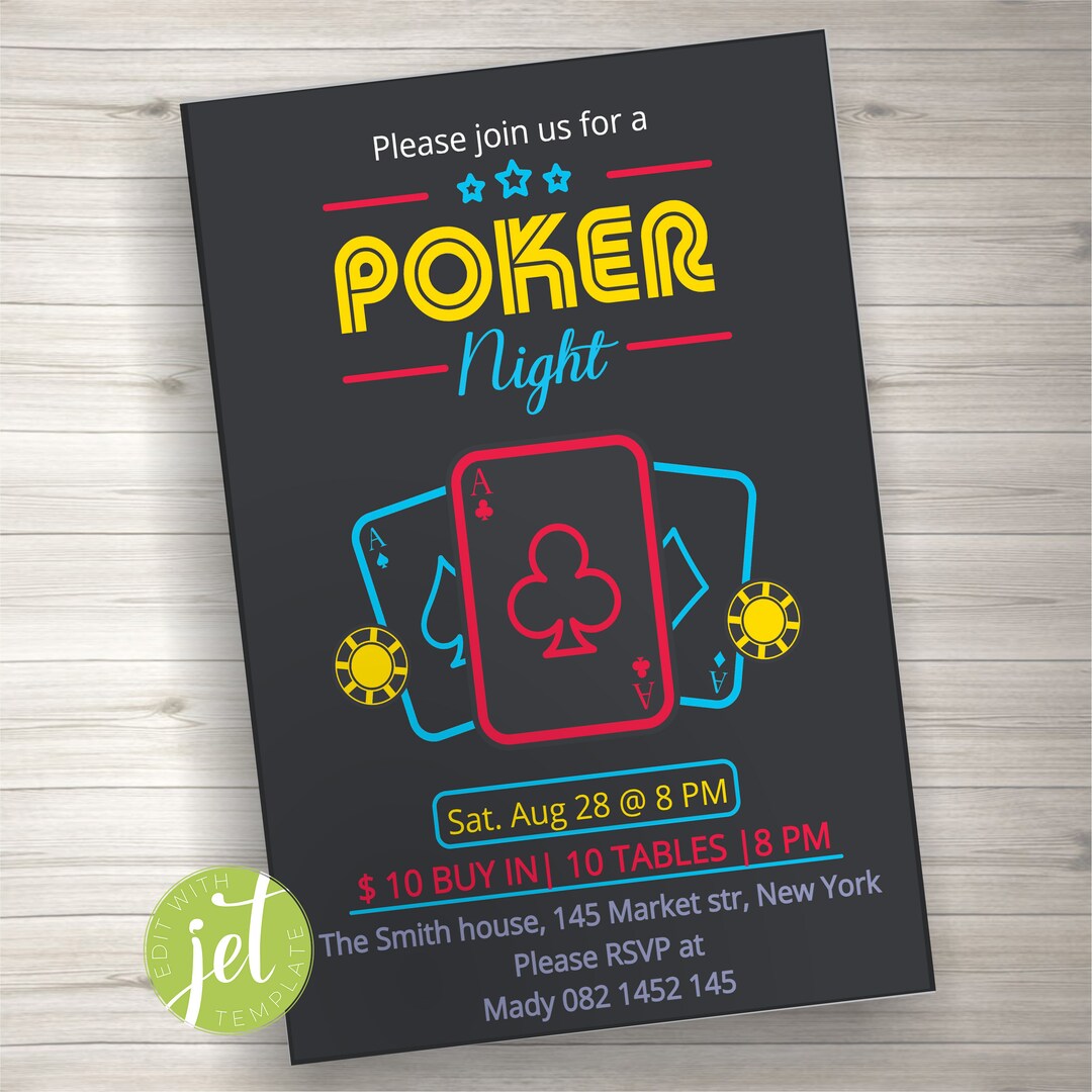 Editable Poker Night Invitation Printable, Card Invitation, Card ...
