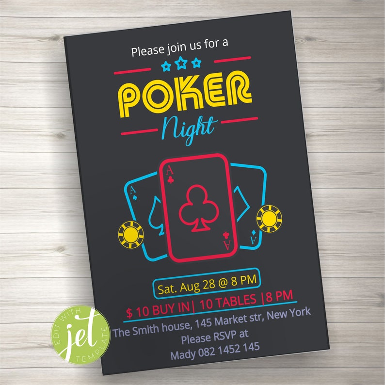 Editable Poker Night Invitation Printable Card Invitation - Etsy