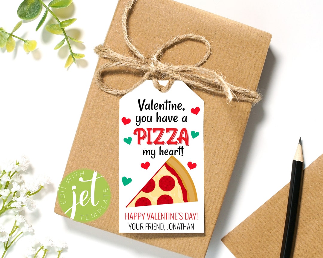 Editable Pizza Valentine Gift Tags, Pizza Valentine Tag, Personalized ...