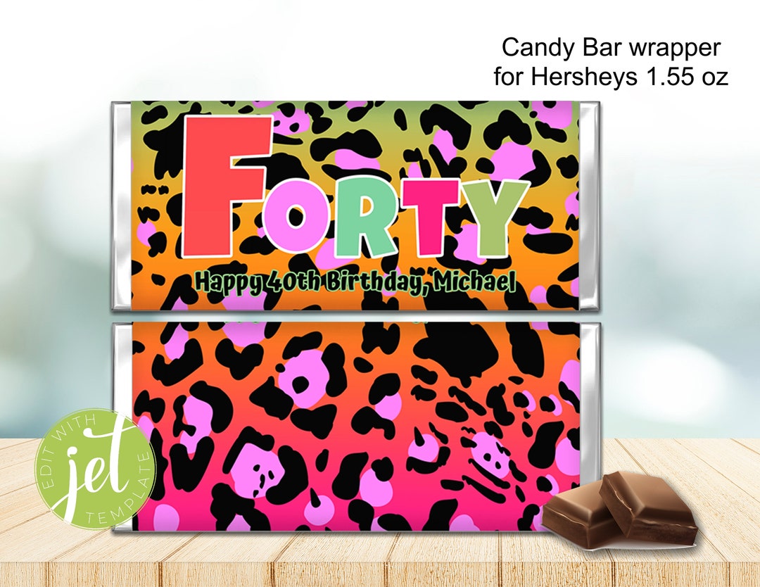 Editable 40th Birthday Candy Wrapper Candy Wrapper 40th - Etsy