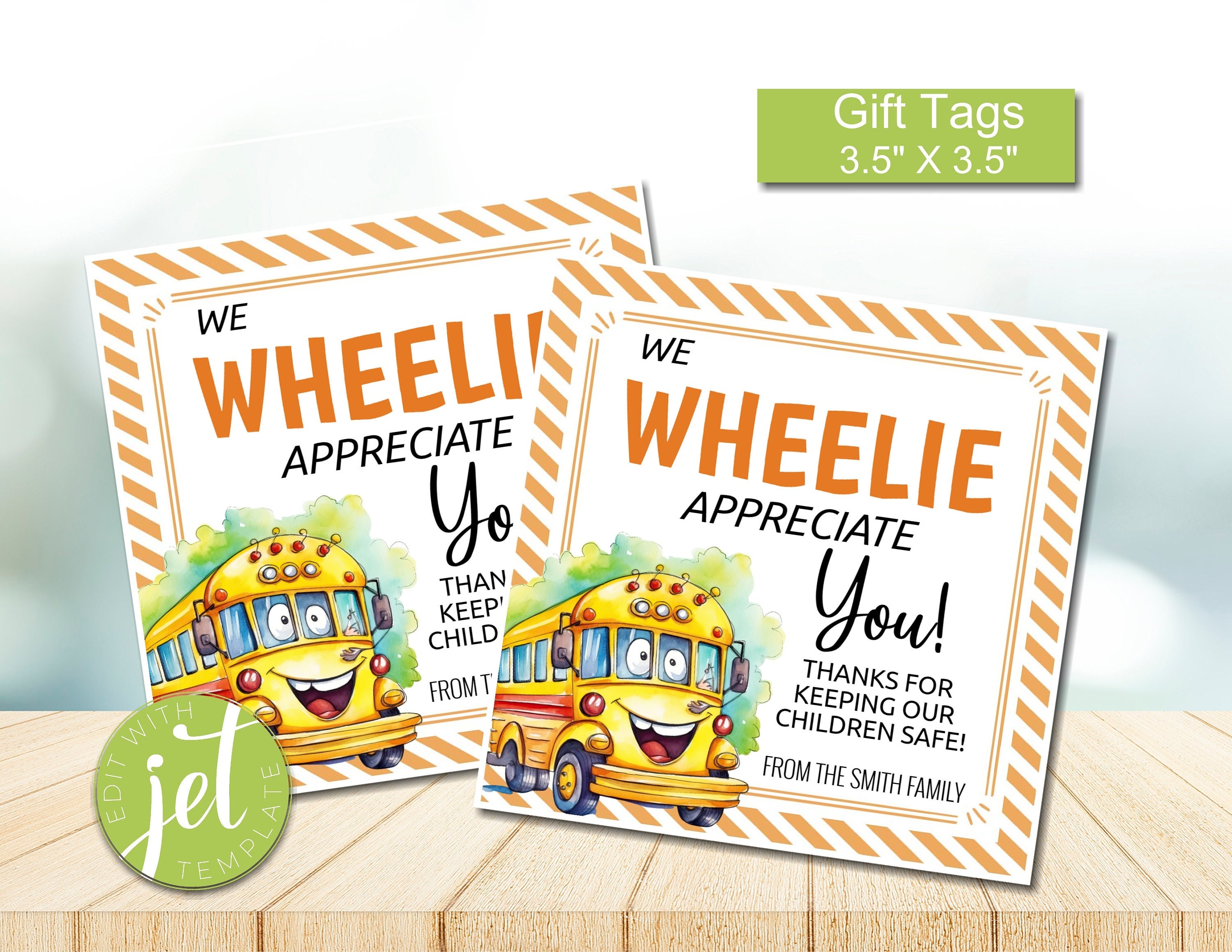 Editable School Bus Driver Appreciation Tag, We Wheelie Appreciate You ...