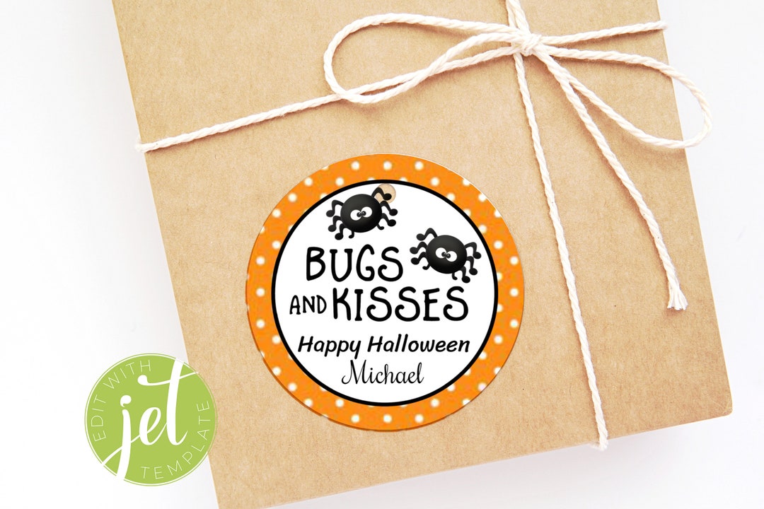 Editable Bugs and Kisses Gift Tag Halloween Gift Tag. Spiders - Etsy